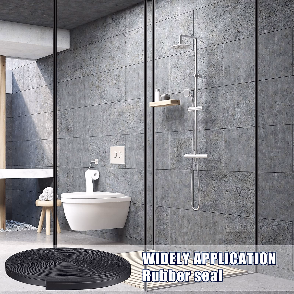 134 Inches Flexible Magnetic Strip Insert Shower Door Magnetic Strip Replacement Long Magnet Roll for Crafts for Framed Semi Framed Swinging Glass Shower Doors, Black (1 Roll)