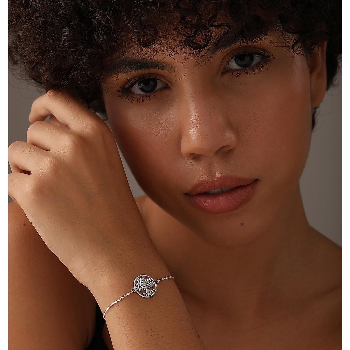 925 Sterling Silver Tree-of-Life Sliding Bolo Bracelet for Women | Lightweight Box Chain Bracelet