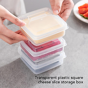 3 Pack Cheese Storage Containers with Flip Lids, Sliced Cheese Container for Fridge, Clear Plastic Butter Block Cheese Slice Storage Box Portable Freezer Food Storage Container