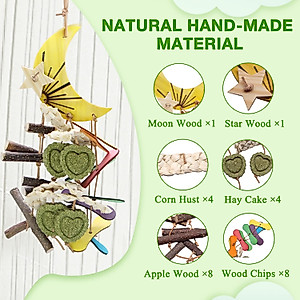 MQFORU Rabbit Hanging Toys, Chinchilla Chew Toys, Guinea Pig Toys, Small Animal Toys, Bunny Treats Toys Cage Accessories for Teeth, Hamsters Rats Toys for Snacks, Food Grade Materials Dyes