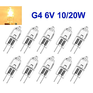 10x G4 6V 10W/20W Halogen Light Bulbs 6 Volt 10/20 Watt Dimmable 2700K for Landscape/Desk Lamp (10, watts)