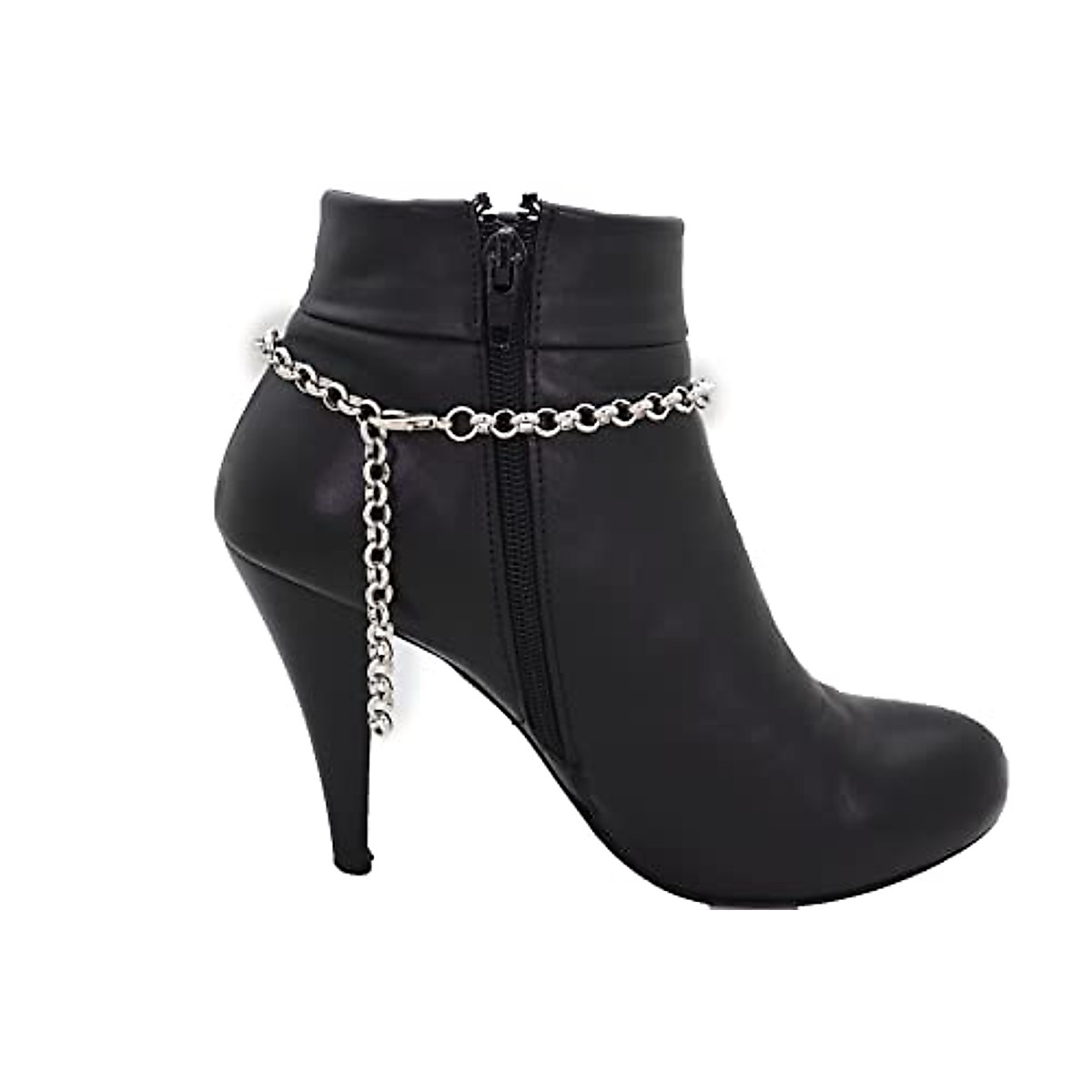 Women Western Fashion Jewelry Boot Bracelet Silver Metal Chain Shoe Anklet Turquoise Blue Beads Flower