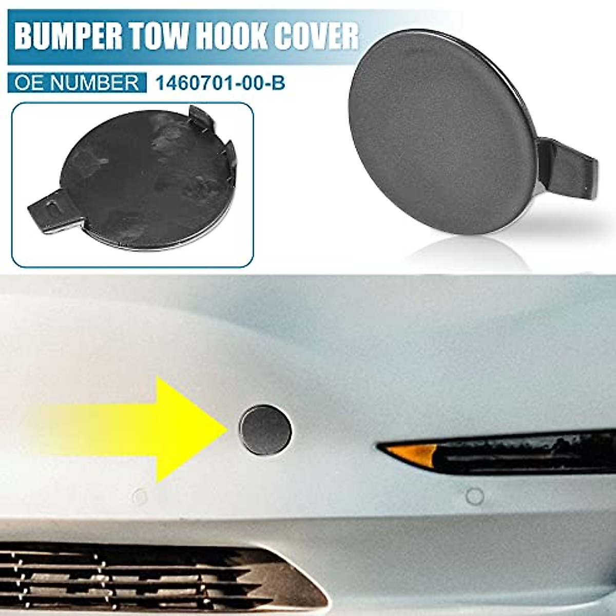 X AUTOHAUX Car Front Bumper Tow Hook Cover 1460701-00-b for Tesla Model 3 2017-2021 Tow Hook Eye Lid Cover Trailer Cap Silver Tone
