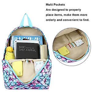 Girls Backpack Preschool School Bag for Kids Elementary Kindergarten Backpack Bookbag (Mermaid)