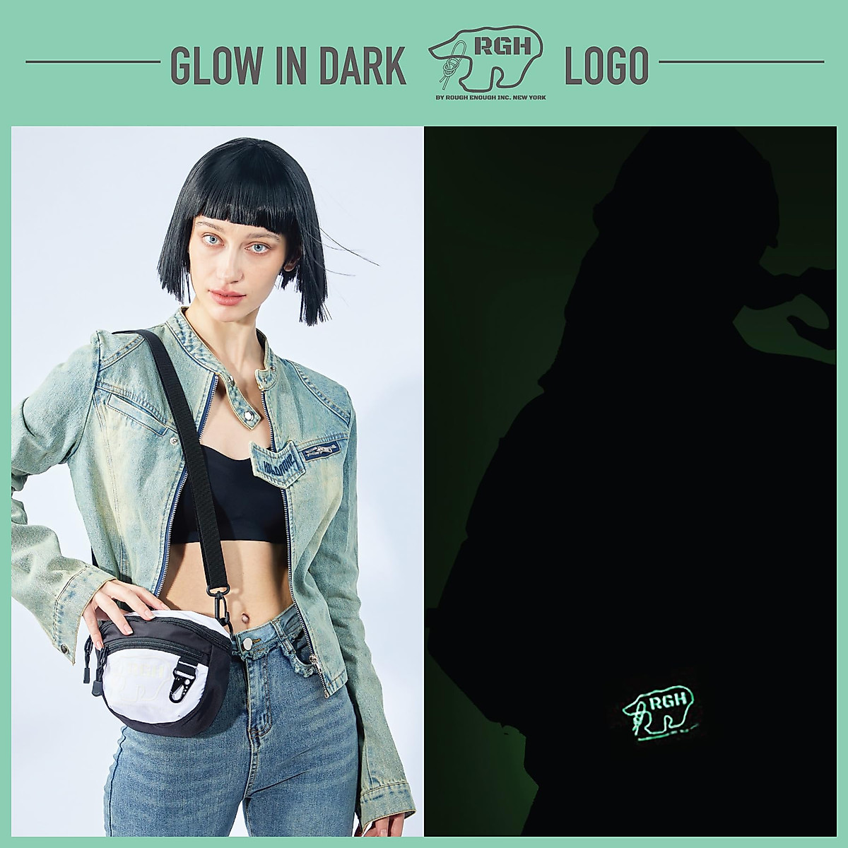 Rough Enough Small White Crossbody Purse Cell Phone Dog Walking Bag for Women Preppy Teen Girls Travel Fashionable Outfits with Detachable Shoulder Strap Cordura