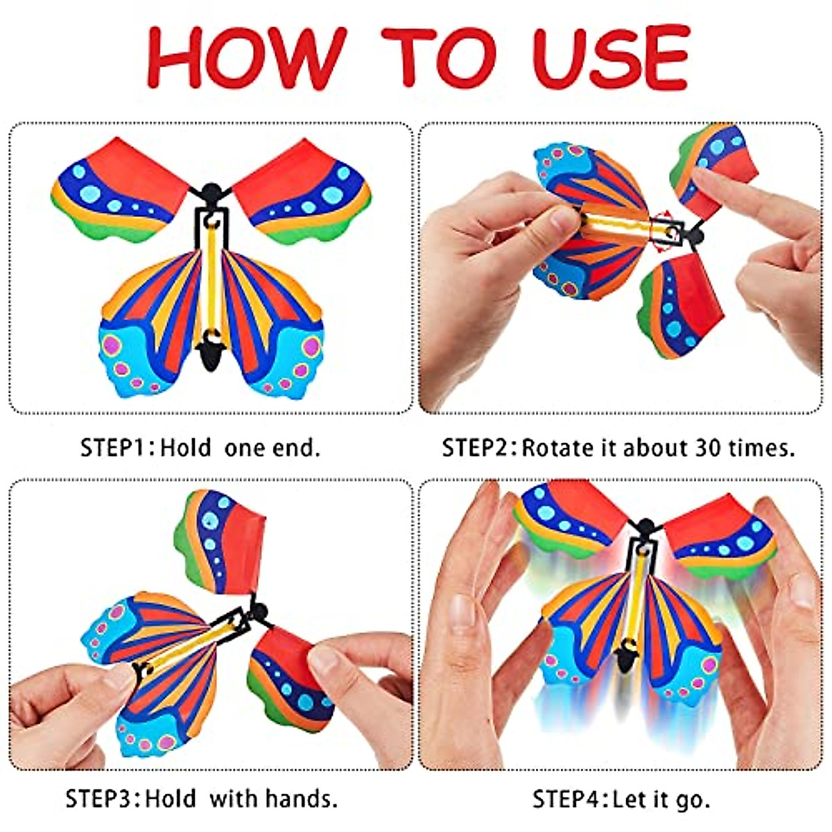 10 Pieces Magic Fairy Flying Butterfly Card Wind up Butterfly Rubber Band Flying Butterfly Surprise Flying Paper Butterflies Set for Party Playing Decorations (Classic Style)