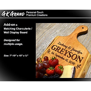Personalized Cutting Board Wedding Gift Live Edge Cherry Wood - Engraved Unique Customized Artisan Rustic Display Bride Groom Couple Newlywed Anniversary Housewarming Christmas Bridal Shower