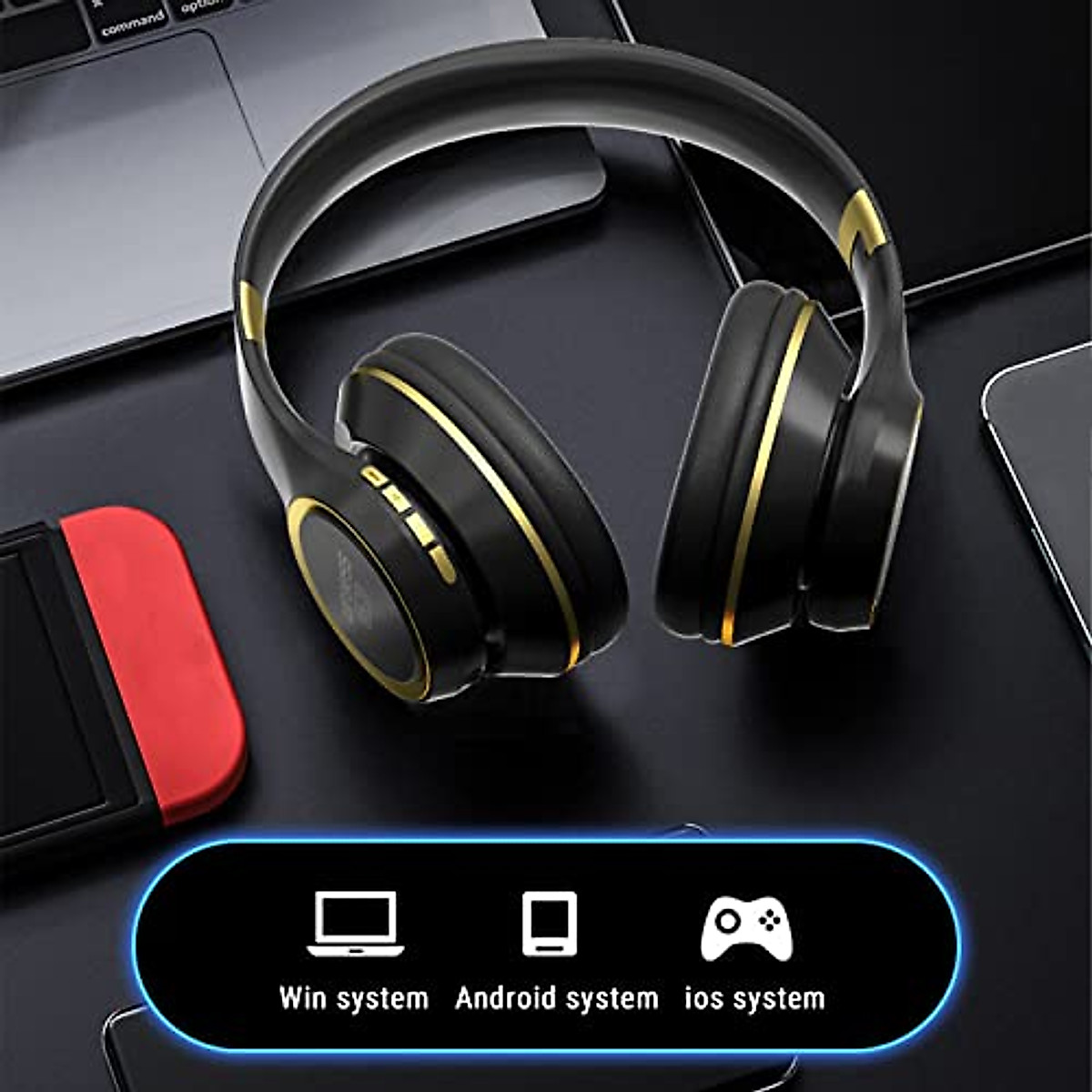Over-Ear Headphones Wireless Bluetooth Retractable Noise Cancelling Headphones with Built-in Mic Head-Mounted Headphones Wireless Headphones Hifi Stereo, Support Connecting Audio Cable Cool Stuff
