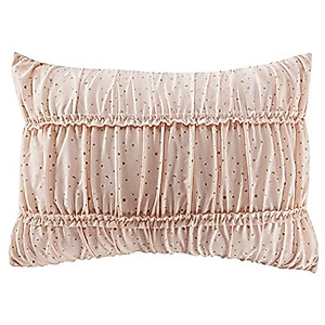 Mytex Celestial Princess Pretty 5-Piece Comforter set with gold metallic foil, Smocked texture, Girls, Teen bedding, Stars and Moons, Two Twinkling Decorative Pillows, Shabby Chic, Blush Pink, Full