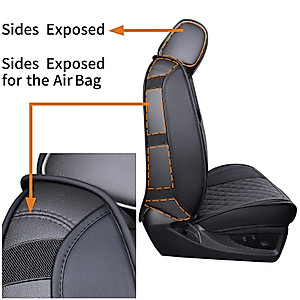 YIERTAI Car Seat Covers Compatible with Chevy Chevrolet Silverado GMC Sierra Custom fit for 2007-2024 1500 2500 3500 HD Crew Cab Trail Boss Pickup with Waterproof Leather, Full Set, Black