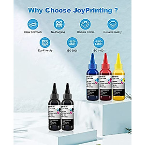 JoyPrinting Ink Refill Kit for HP Printer Cartridges HP 67 60 61 62 63 65 950 951 952 962 920 901 902 932 933 934 940 Refillable Ink Cartridges CISS System (5 x 100ml, Black, Cyan, Magenta, Yellow)