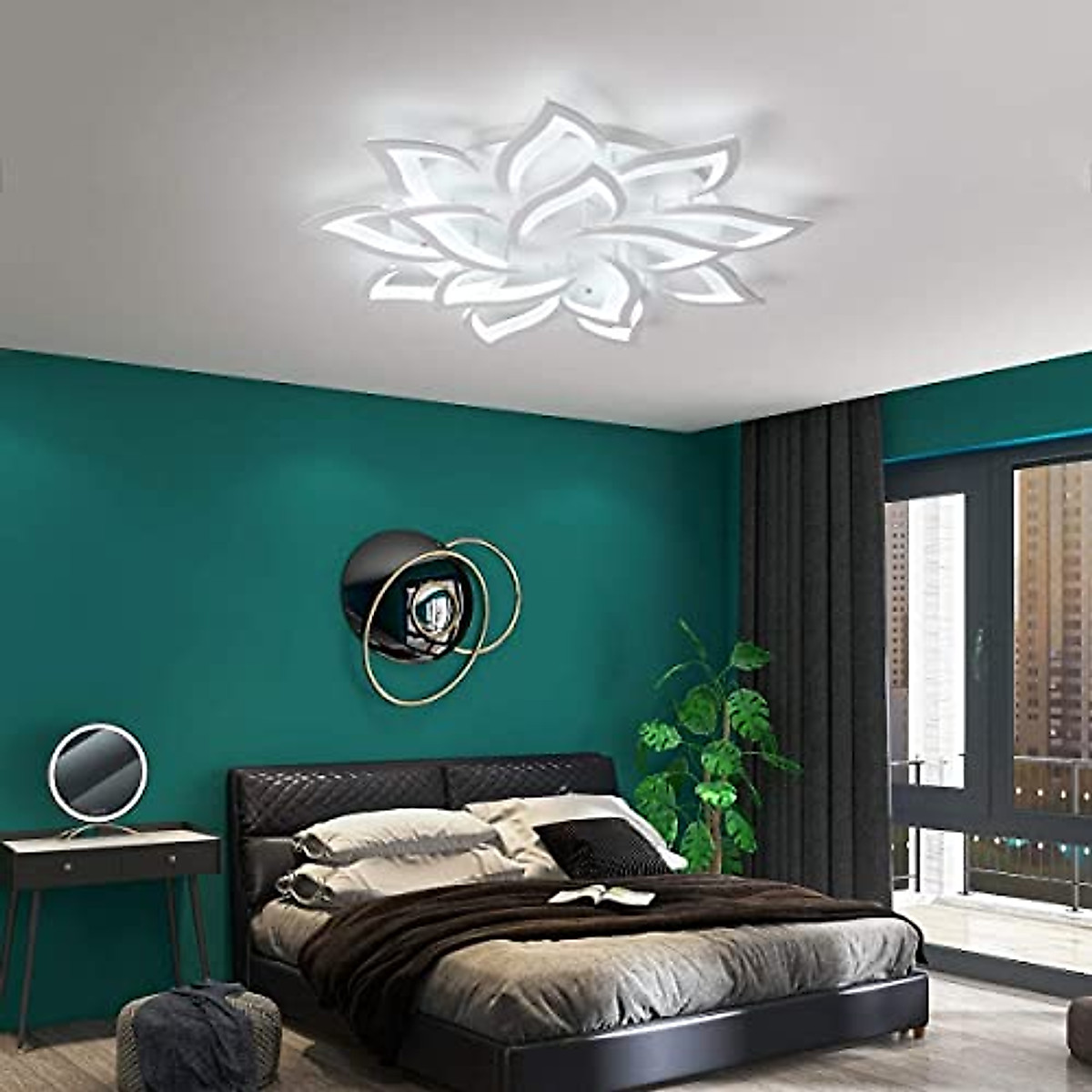 Modern Design LED Ceiling Light Living Room Fixture 3000K-6500K Dimmable with Remote 8600lm 128W Flush Bedroom Ceiling Lamp Lights 14 Light Acrylic Ceilin Lamp Fixture (White)