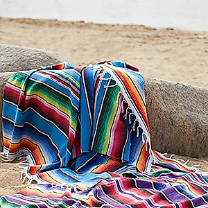 Charlbytion Decorative Table Runners Soft Cozy for Bed or Sofa Farmhouse Outdoor Throw Blankets Camping or Picnic Restaurants Hotel Patio Tablecloth. (55''x85'', Blue)