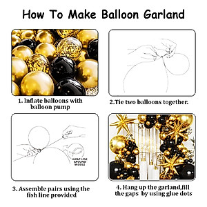 KARLURE Black and Gold Balloons Garland Arch Kit,137pcs Gold Black Balloons for Birthday Party Decorations Retirement Homecoming Graduation Christmas New Year Anniversary Decorations