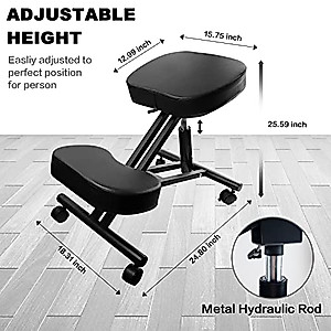 FBA Express, Ergonomic Kneeling Chair, Adjustable Stool for Home and Office - Improve Your Posture with an Angled Seat - Thick Comfortable Cushions, Black