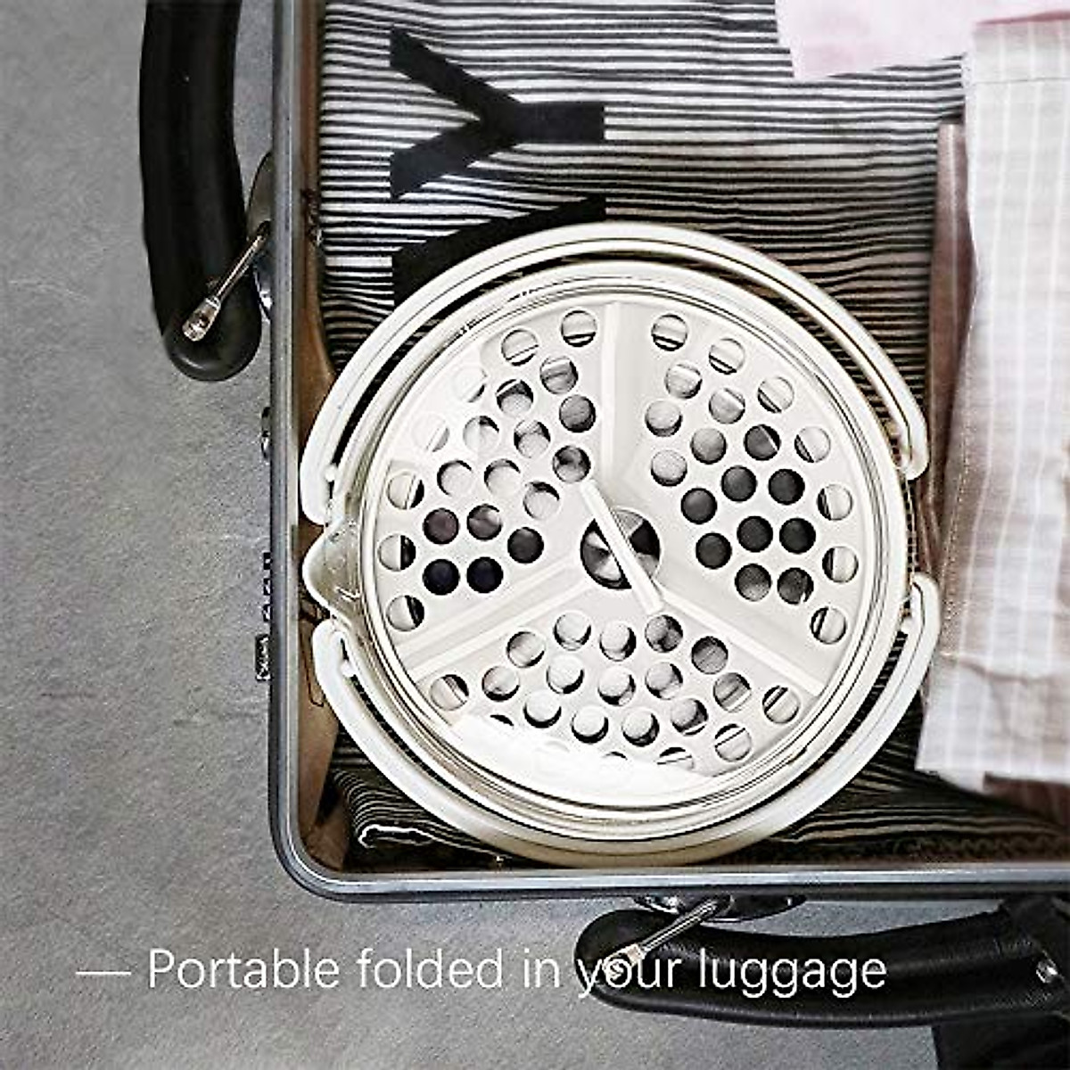 Drizzle Foldable Electrical Cooker Travel Pot - Dual Voltage 100V-240V Hot Pot Cooking - Food Grade Silicone Cookerware Boiling Water Steamer - Camping Office Hotel Noodle Porridge Soup