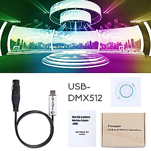 GIDERWEL USB to DMX Interface Adapter/Dongle,USB DMX512 Cable LED Controller Studio Computer PC Stage Lighting Controller Dimmer for Signal Conversion of Stage Light