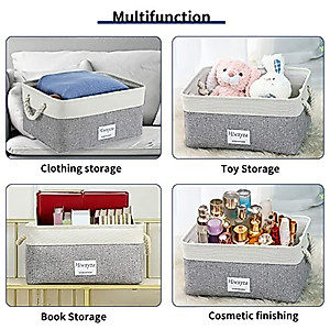 Hiwxyza Large Fabric Storage BoxesToy Baskets, Decorative Baskets with Handles, Collapsible Baskets for Organizing, Storage Baskets for Shelves, Toys, Clothes, Office (Grey/ White, 3 Pack)