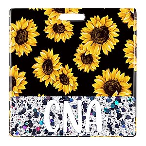Plifal CNA Certified Nurse Aid Badge Buddy Card Holder Nursing Accessories Sunflower Horizontal ID Name Identification Tags Nurse Work
