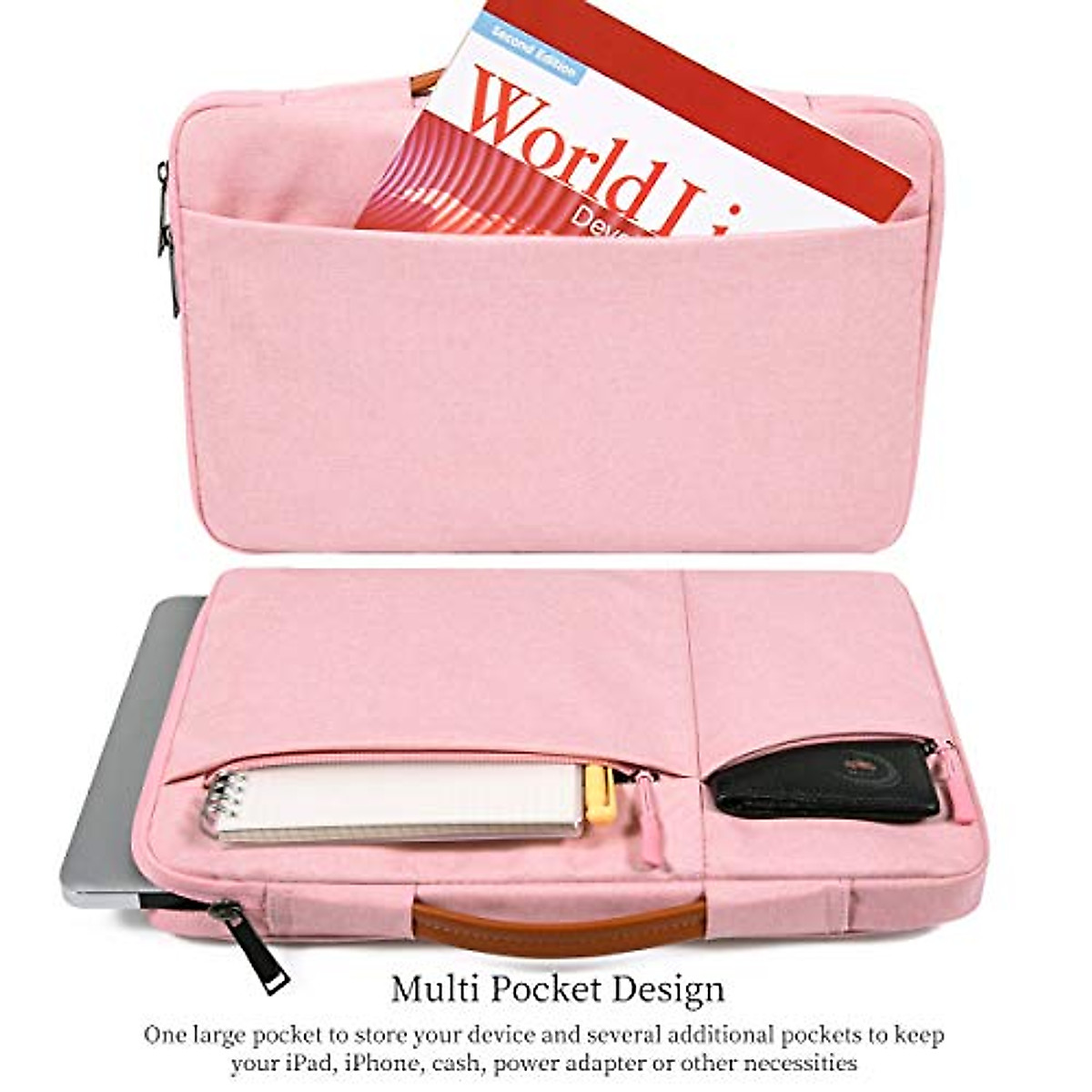 imComor 14-15 Inch Waterproof Laptop Sleeve Briefcase Women Ladies Bag, Pink