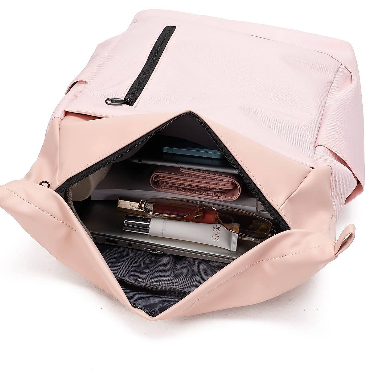 NOL Natural Organic Lifestyle Casual Daypacks for Women Lightweight Nylon Backpack Roomy Medium Size Backpacks (P pink)