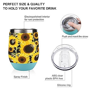 WYUSPGK 304 Stainless Steel Insulated Cup, Sunflower Bees Print Smooth Rim, Durable & Reusable - Perfect for Office, Home, And Travel