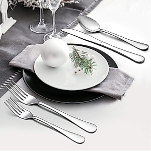 LIANYU 48-Piece Silverware Set with Steak Knives, Stainless Steel Flatware Cutlery Set for 8, Fancy Eating Utensils Tableware, Dishwasher Safe, Mirror Finish