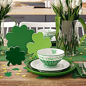 Whaline St. Patrick's Day Wooden Sign 3 Sizes Green Clover Table Centerpiece Freestanding Shamrock Wood Tiered Tray Tabletop Decoration for Irish Holiday Home Party Fireplace Farmhouse Office