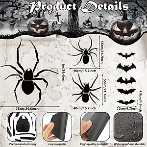 Bememo 8 Pieces Halloween Garage Door Magnets Spider Bats Magnetic Garage Sticker Decor Black Halloween DIY Garage Magnets Reusable Refrigerator Car Decal Waterproof Magnet for Halloween Decor