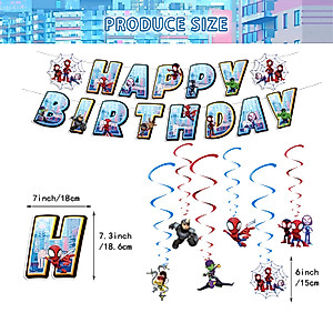 Spidey Birthday Party Decorations Happy Birthday Banner And Hanging Swirls For Birthday Party Supplies Party Decor