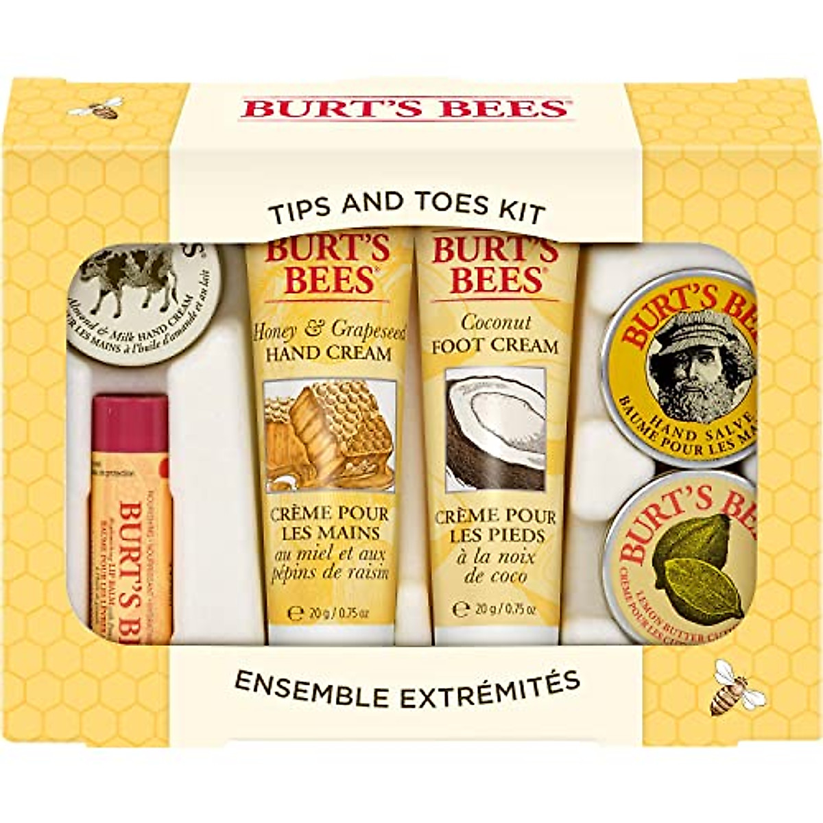 Burt's Bees Easter Basket Stuffers Gifts, 6 Body Care Products, Tips and Toes Set - Moisturizing Lip Balm, 2 Hand Creams, Foot Cream, Cuticle Cream & Hand Salve