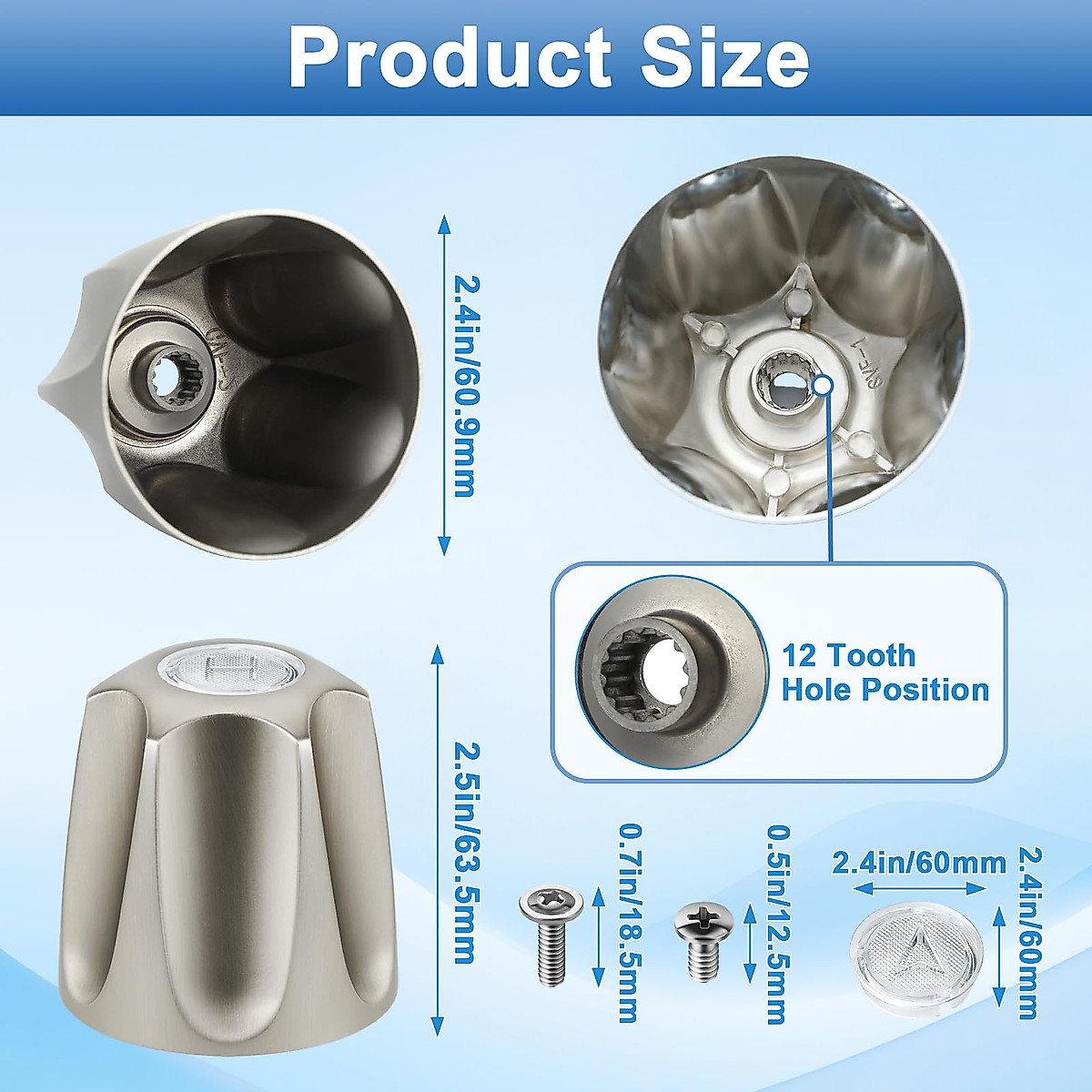 UCDETD Metal Shower Knobs 3 Piece Replacement, Compatible with Price Pfister Verve and Bathtub Shower Faucet Handle, Shower Knobs Include Hot/Cold/Diverter and 3 Screws (Brushed Nickel)