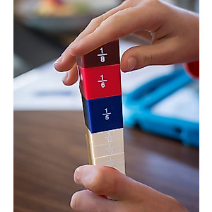 Ideal School Supply Carson Dellosa Fraction STAX Math Manipulative—51 Colorful, Stackable Math Cubes, One Whole—Twelfth Fractions, 9-Peg Base, Hands-On Fractions Manipulatives (52 pc)