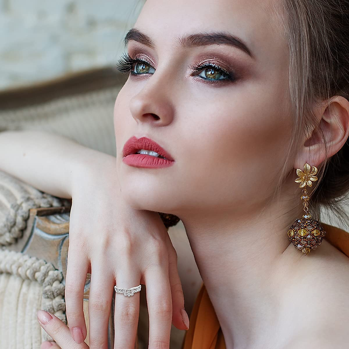 Uloveido Women's 925 Sterling Silver Princess Crown Tiara Wedding Ring Guard Enhancer 2pcs Stack Rings Set Y1525 (Size 8)