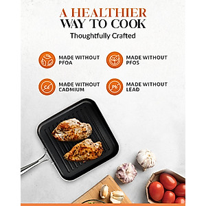 GOTHAM STEEL Nonstick Grill Pan for Stove Top with Grill Sear Ridges, Nonstick Ultra Durable Grilling Pan, Metal Utensil Safe, Stay Cool Stainless-Steel Handle, Oven & Dishwasher Safe, Non-Toxic