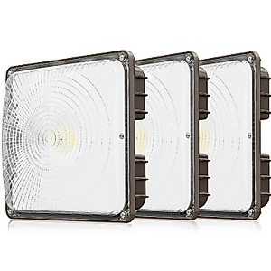 CINOTON 40W LED Canopy Lights UL Listed, 3 Pack Commercial Canopy Lights Outdoor IP65 Waterproof, 5600LM for Gas Station Garage Warehouse Shop Carport Industrial, 9.5"x9.5" 5000K Daylight 3 Pack