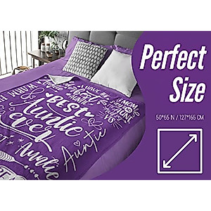 InnoBeta Aunt Gifts from Niece, Nephew, Best Auntie Ever Gifts Blanket for Aunt, Birthday Gifts Flannel Blankets for Women- 50"x 65"- Purple
