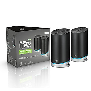 ARRIS SURFboard mAX W130 Tri-Band Mesh Wi-Fi 6 System | AX7800 Wi-Fi Speeds up to 7.8 Gbps | Coverage 6,000 sq ft | 4.8 Gbps Backhaul | Four 1 Gbps Ports per Node | Alexa Support | 2 Year Warranty