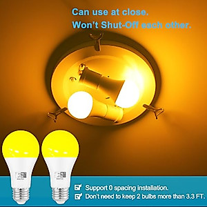 Qualilux Dusk to Dawn Bug Light Bulbs Outdoor, 1900K Amber Yellow, 800 Lumen, LED 12W, A19 E26, 2-Pack, HQ-H019