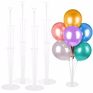 Balloon Stand Kit 4 sets Balloon Arch Stand with Base and Balloon Sticks for Christmas Table Graduation Wedding Birthday Baby Shower Gender Reveal Party Decorations
