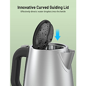 Electric Kettle, Paris Rhone 1.7L Electric Kettles for Boiling Water, Stainless Steel Hot Water Boiler Heater, BPA-Free, Auto Shutoff, Boil-Dry Protection, LED Indicator, Coffee and Tea, Silver