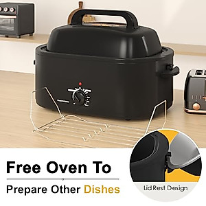 RoyalCraft 26-Quart Electric Roaster Oven - Perfect for Large Meals and Holiday Feasts, Black