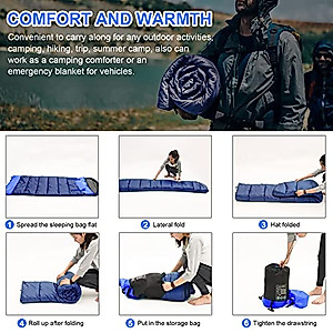 Wearable Sleeping Bag for Adults Compact Lightweight Mummy Sleeping Bags w or Compression Sack for 2-3 Season Camping Backpacking Hiking, Fits 23°F ~ 68°F