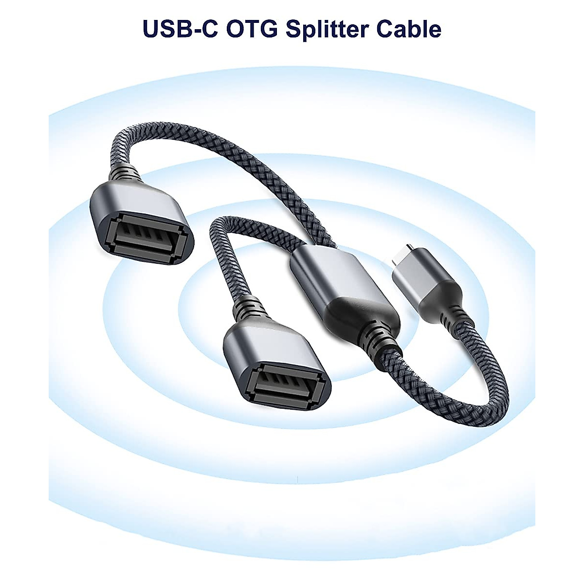 USB-C OTG Splitter Y Cable 1M,Type C to Dual USB 2.0 Adapter,C Male to Double Female Converter Split 2 in 1 Cord for MacBook,iPad 10 Mini 6 Air 4 5,iPhone 16 15,Galaxy S24 S23 21 20 Z Flip Fold Tab S8