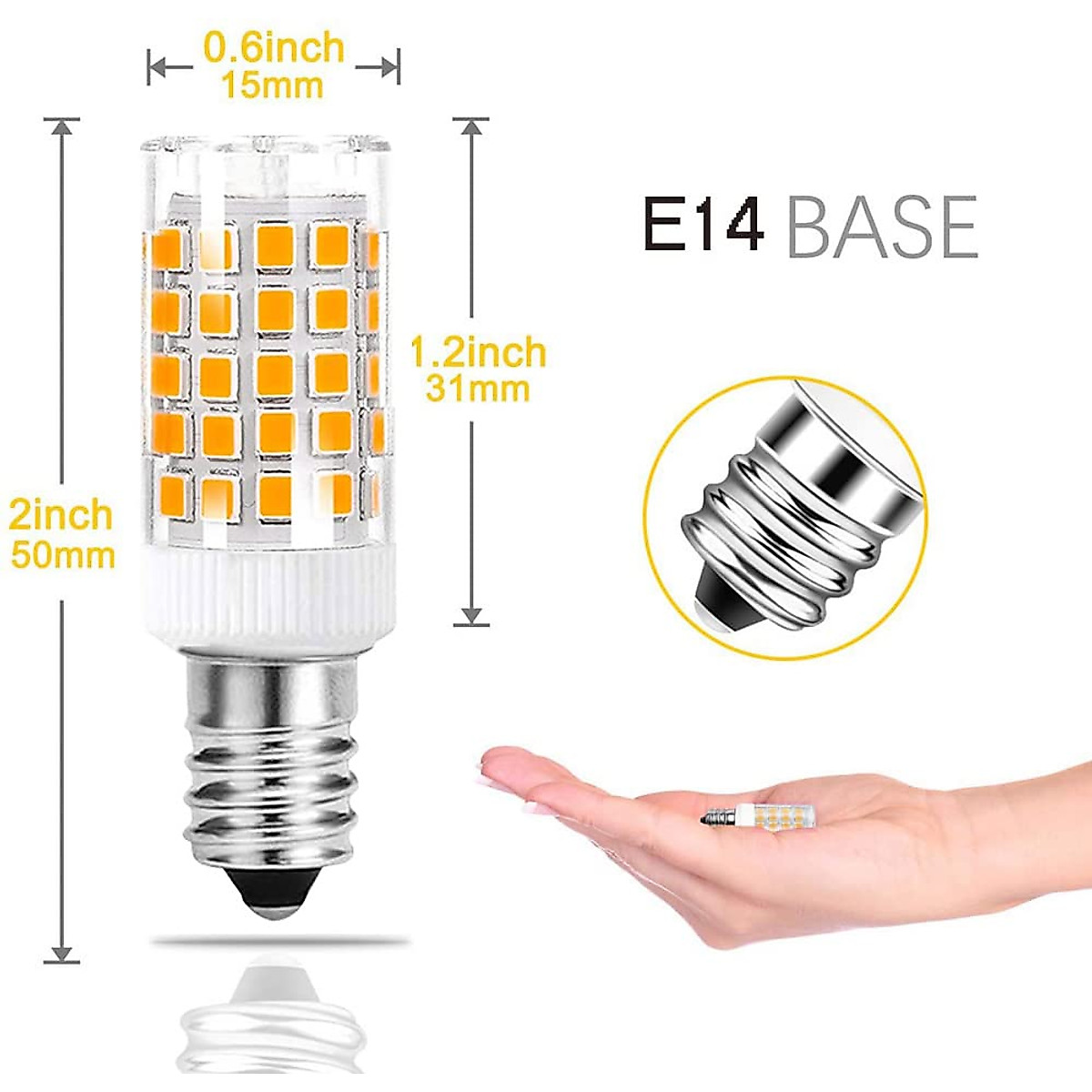 E14 led Light Bulb dimmable, e14 European Screw Base LED Light Bulbs 40 Watt Incandescent Bulb Equivalent, 4W T3/T4 European Base Replacement Omni-Directional,Warm White 3000k(5-Pack)