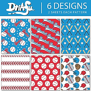 Dtiafu Baseball Wrapping Paper -12 Sheet Gift Wrapping Paper Folded Wrap 20'' x 27.5'' Sport Party Favor for Men Baseball Birthday Party Holiday