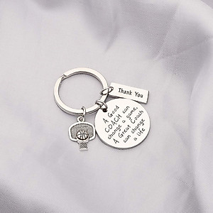 POTIY Coach Appreciation Gift Basketball Coach Keychain A Good Coach Can Change A Game Basketball Gift Thank You Gift for Basketball Coaches (Basketball Coach Keychain-2)