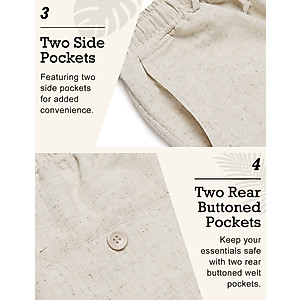 COOFANDY Men's Linen Cotton Pants Drawstring Waist Modern Waistband Trousers (Khaki, L)