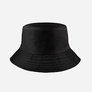 JAZTAKU Black PU Leather Bucket Hat Unisex Fisherman Cap Rain Hat Bonnie Hats Pu Camping Caps