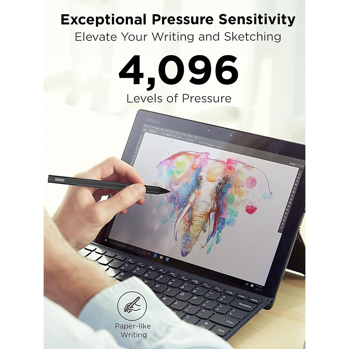 Lenovo Precision Pen 2 (Laptop) – USB-C Charging – Tilt Recognition – Pen is Only Compatible with Certain Devices, Iron Grey